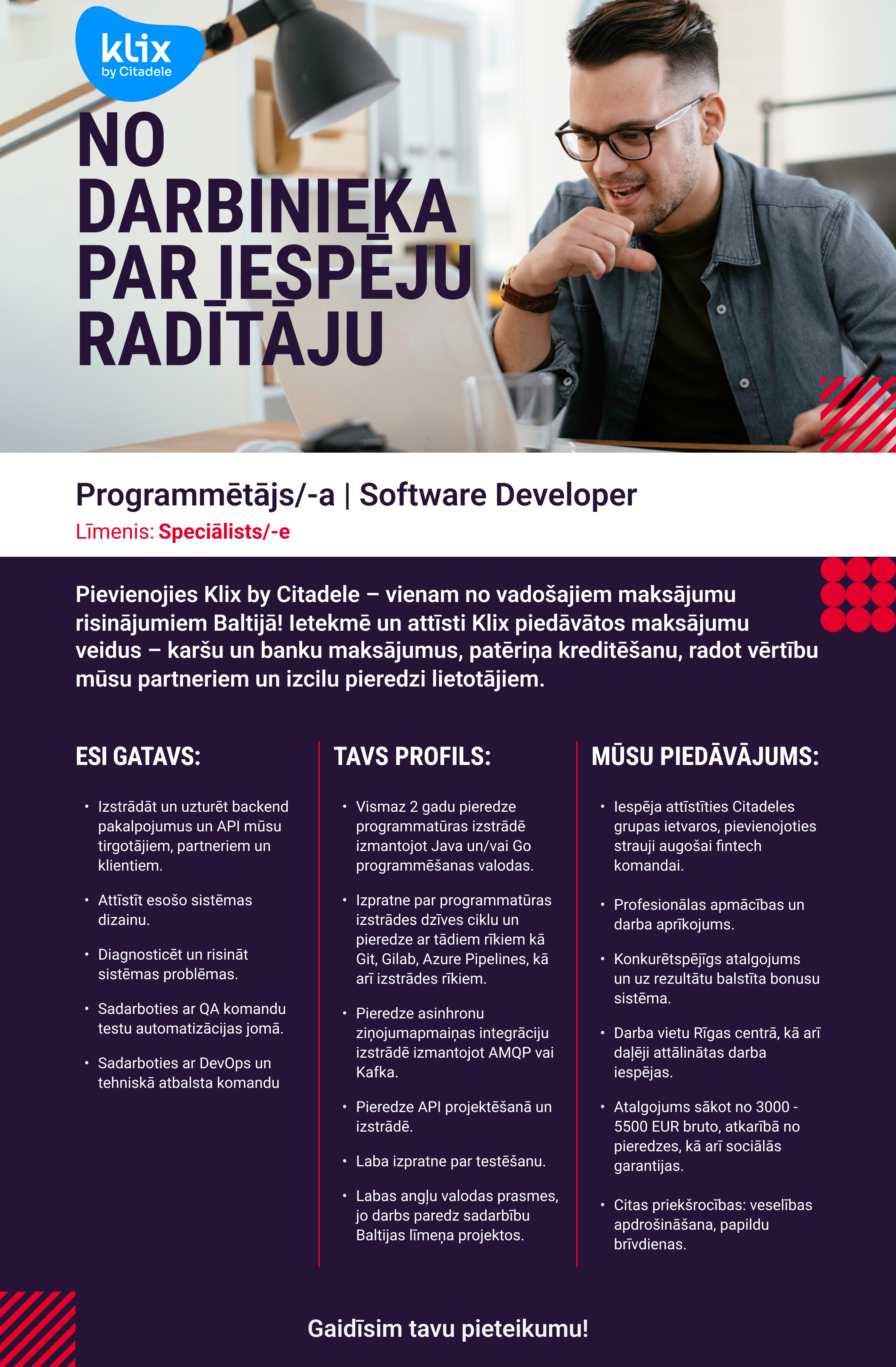 Vakance - Programmētājs/-a | Software Developer, Citadele Grupa | CV-Online