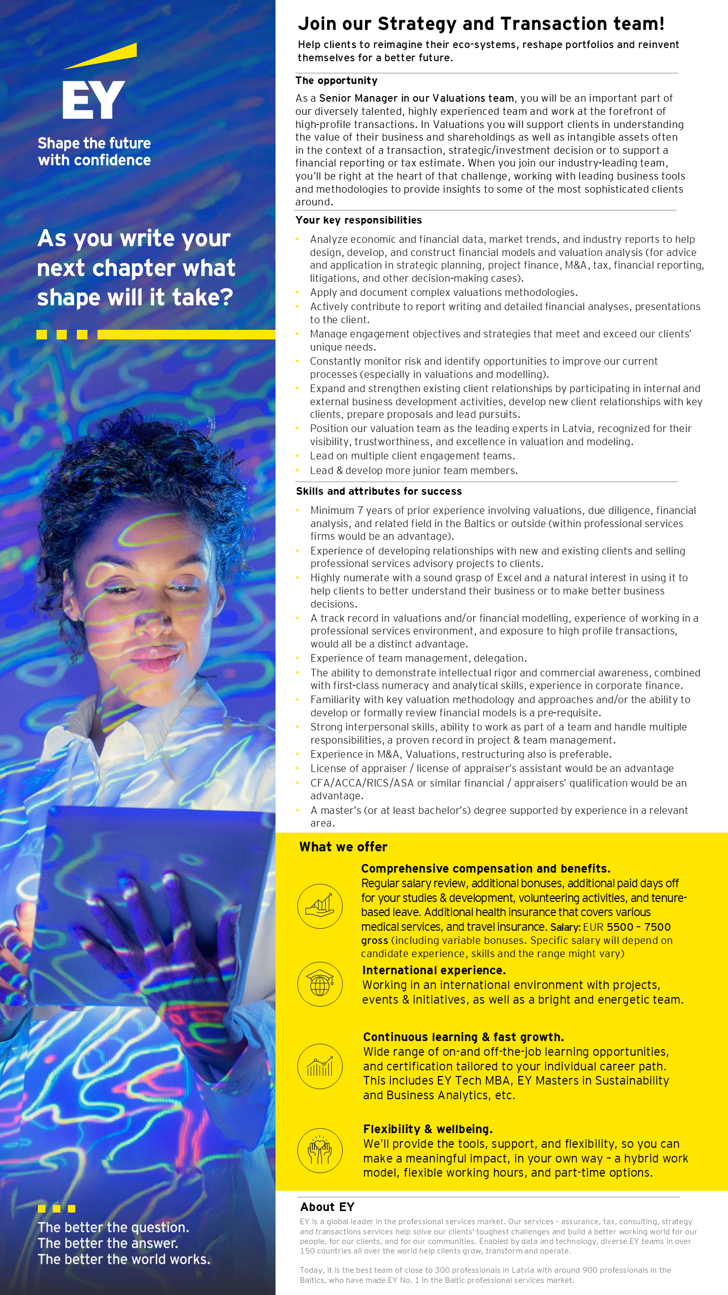 Vakance - Senior Manager in Valuation team, Ernst & Young Baltic SIA ...