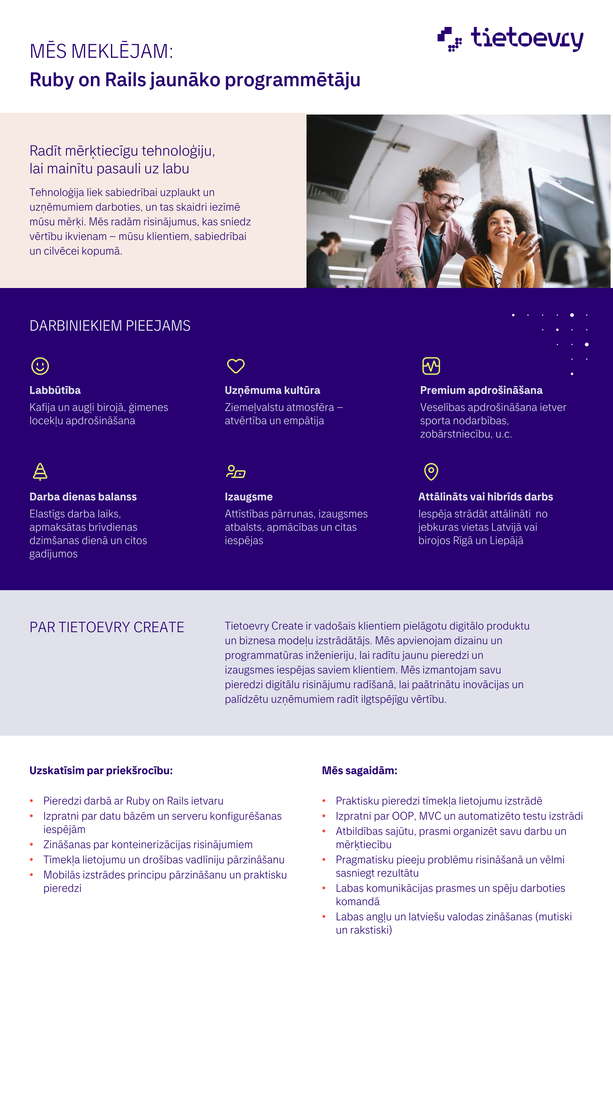 Vakance - Ruby on Rails jaunākais programmētājs, Tietoevry Latvia SIA ...