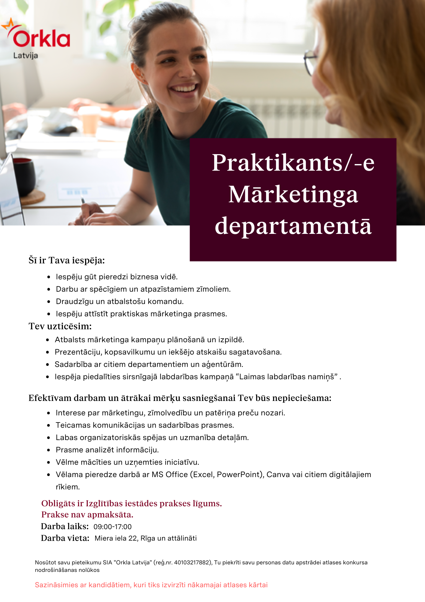 Vakance - Praktikants/-e Mārketinga departamentā, Orkla Latvija SIA | CV-Online