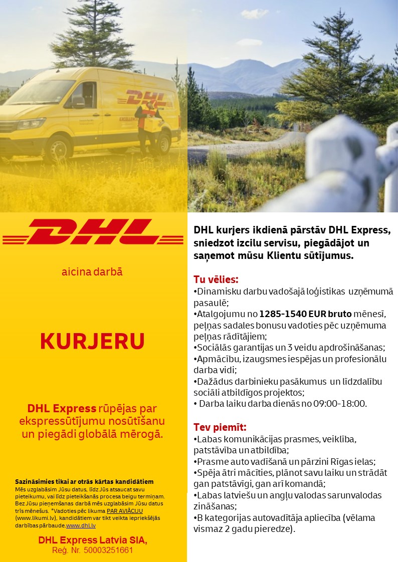 Vakance - Kurjers, DHL Express Latvia SIA | CV-Online