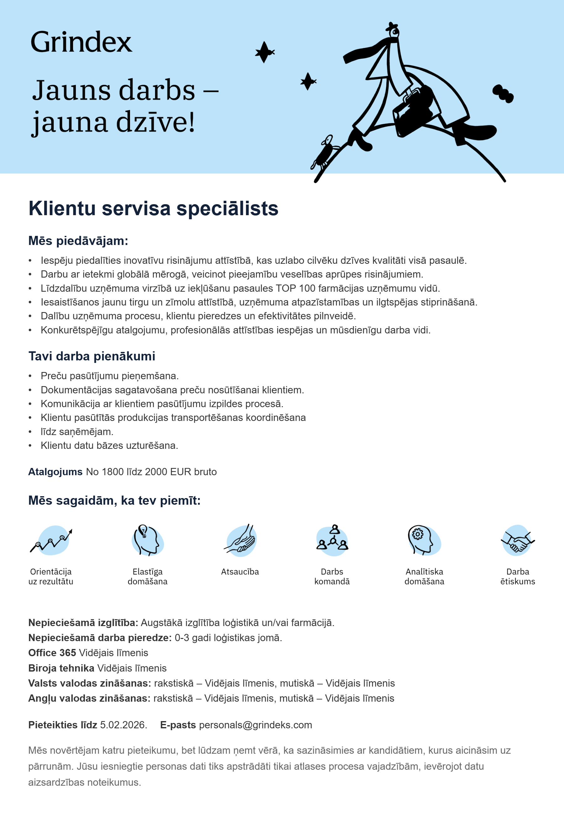 Vakance - Klientu servisa speciālists, Grindeks AS | CV-Online