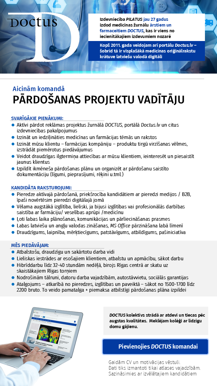 Vakance - Pārdošanas projektu vadītājs/-a, Doctus | CV-Online
